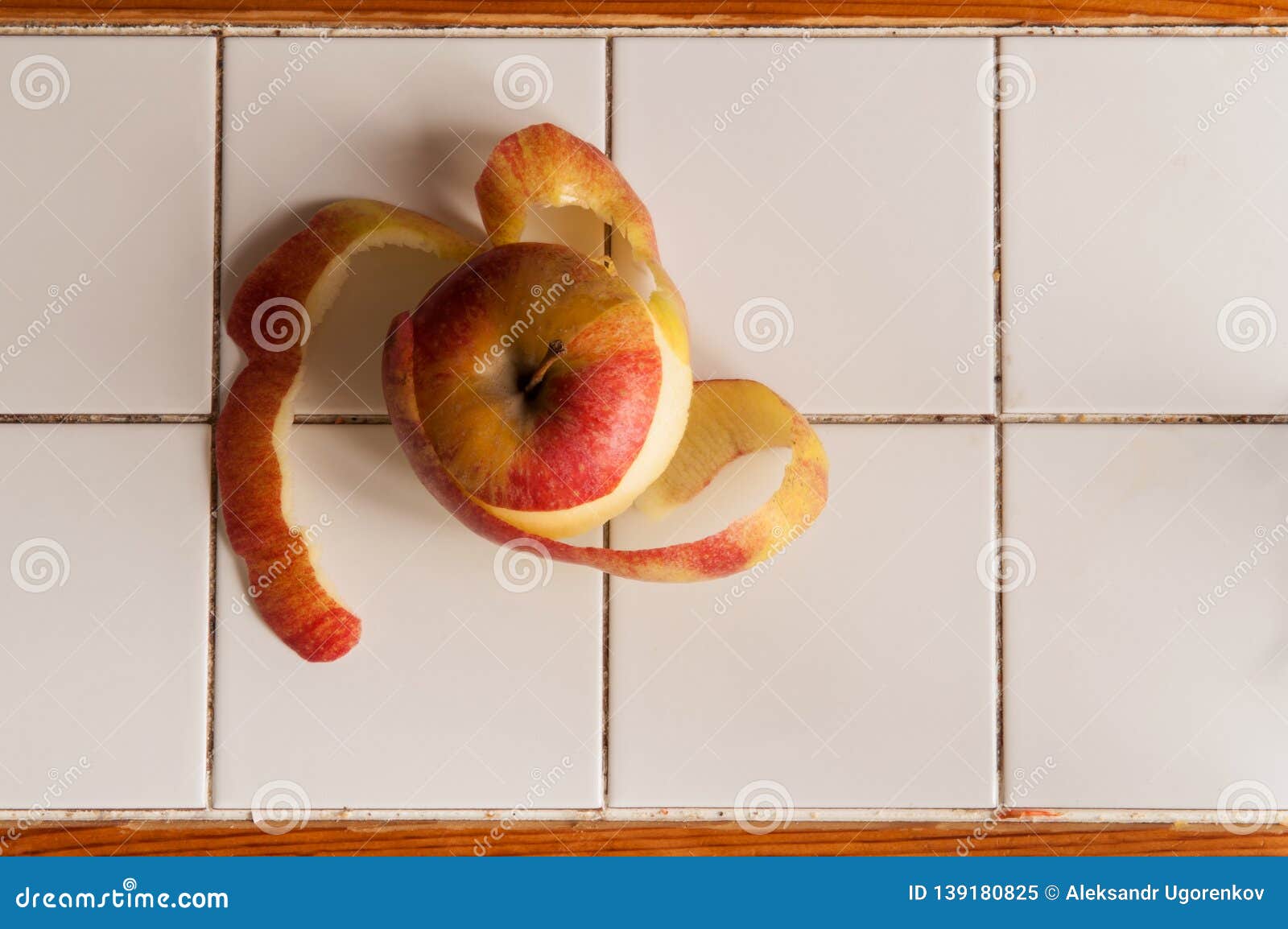 Peeled apple stock image. Image of spiral, ripe, food - 139180825