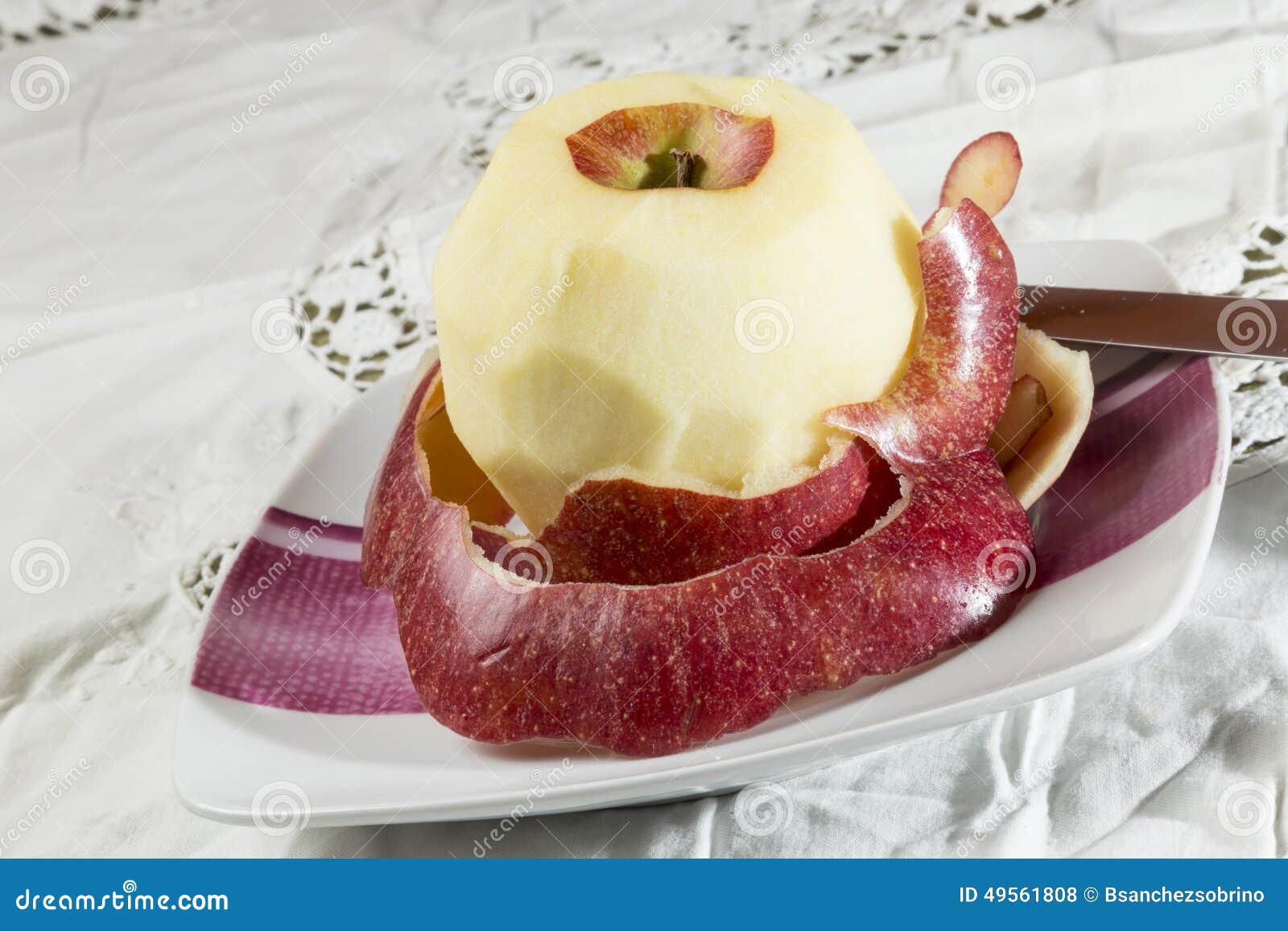 Peeled apple stock photo. Image of sweet, apple, plate - 49561808