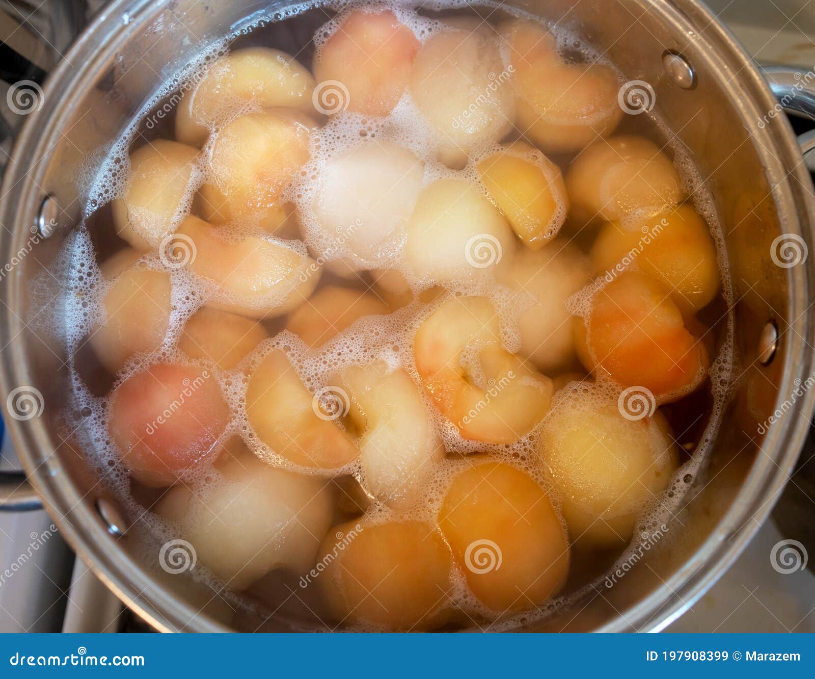 Peeled Boiled Apples in a Sugar Syrup Stock Image - Image of chopped ...