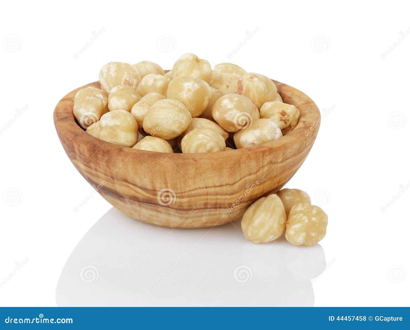 Peeled and Cleaned Hazelnut Kernels in Wood Bowl Stock Photo - Image of ...