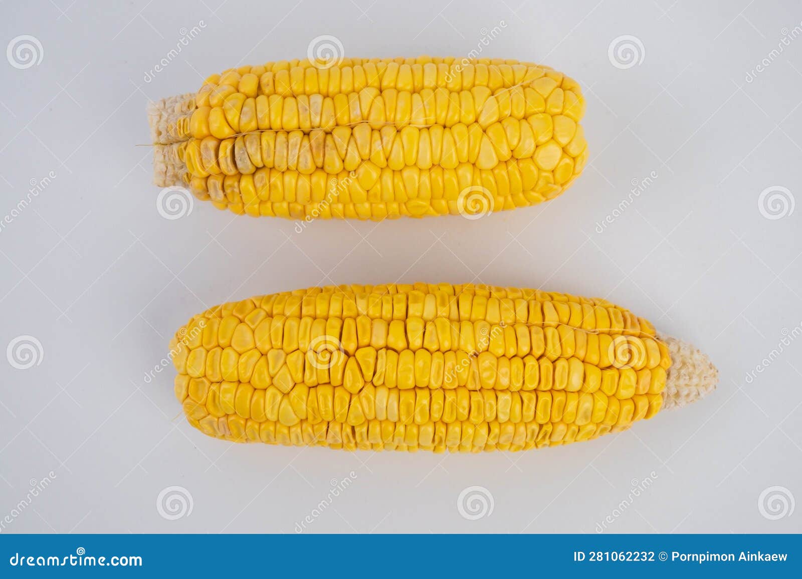 Peeled Corn on a White Background. Sweet Corn Vegetables, Fresh Peeled ...