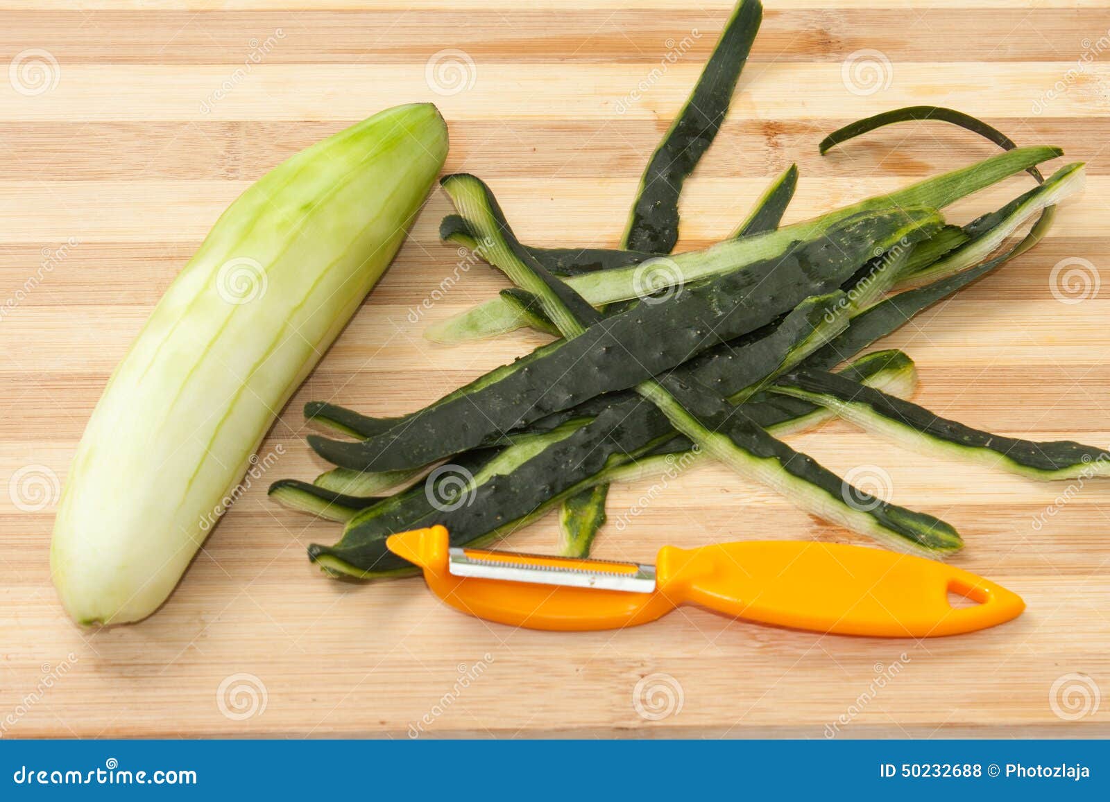 Peeled Cucumber with Shelled Peel Stock Photo - Image of diet, nature ...