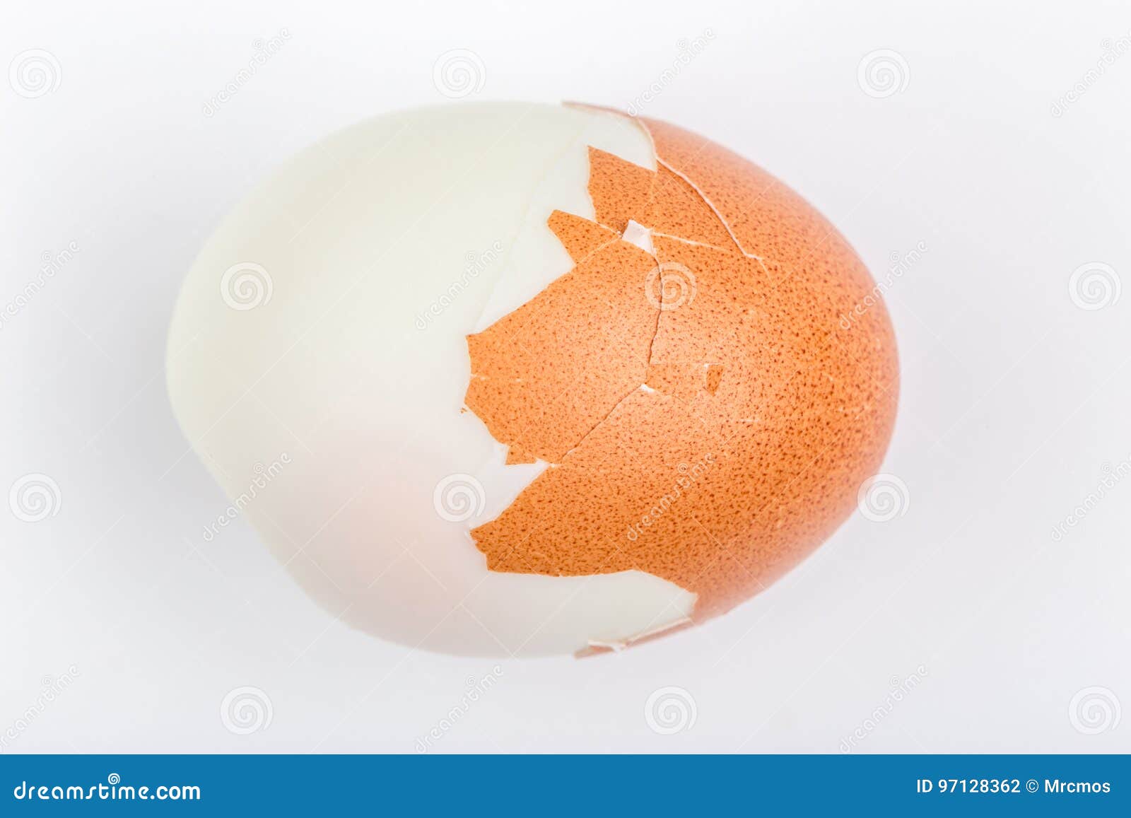 Peeled Hard Shell Boiled Egg Isolate on White Background. Stock Photo ...