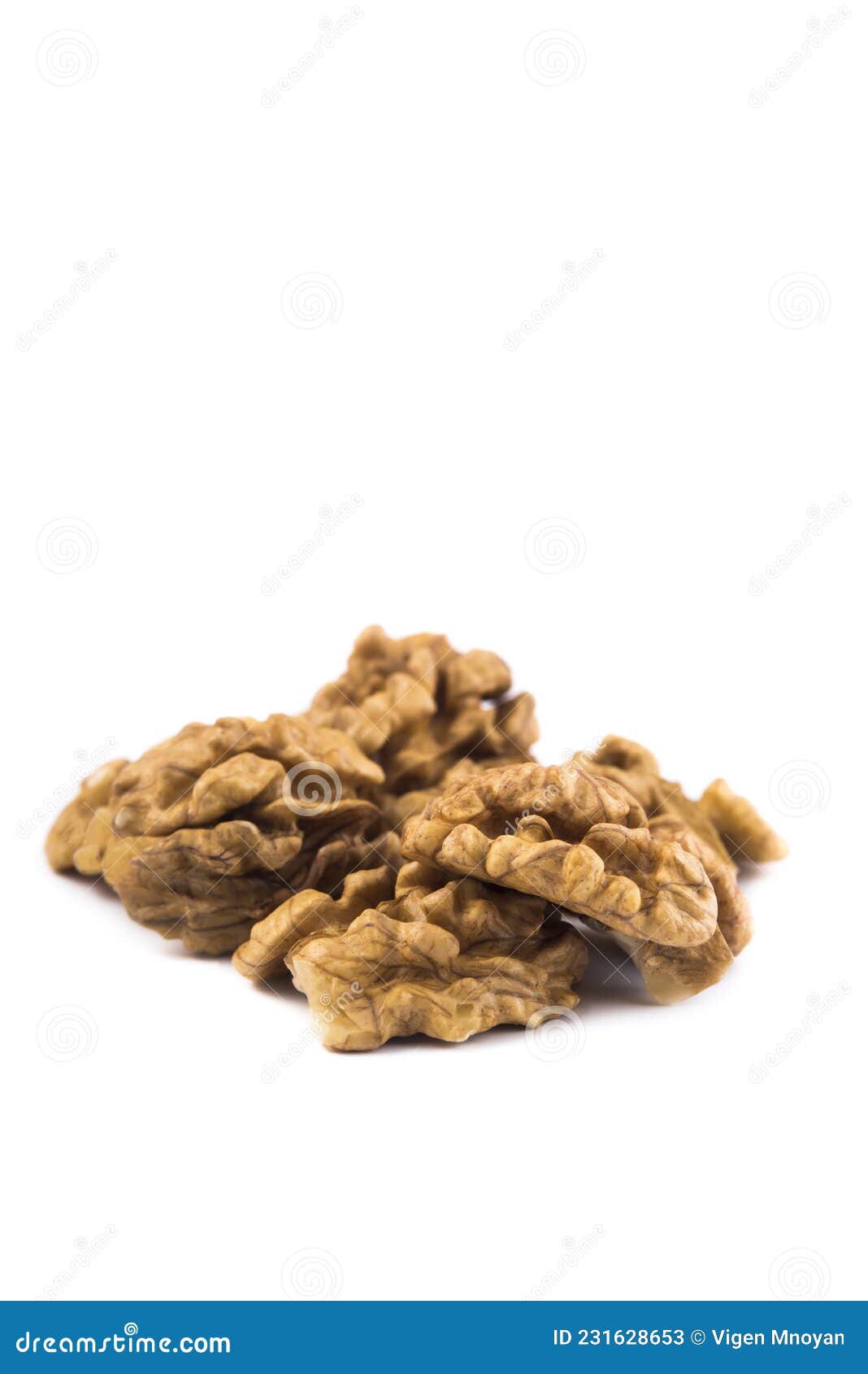 Peeled Kernels Walnut on White Background Stock Image - Image of snack ...