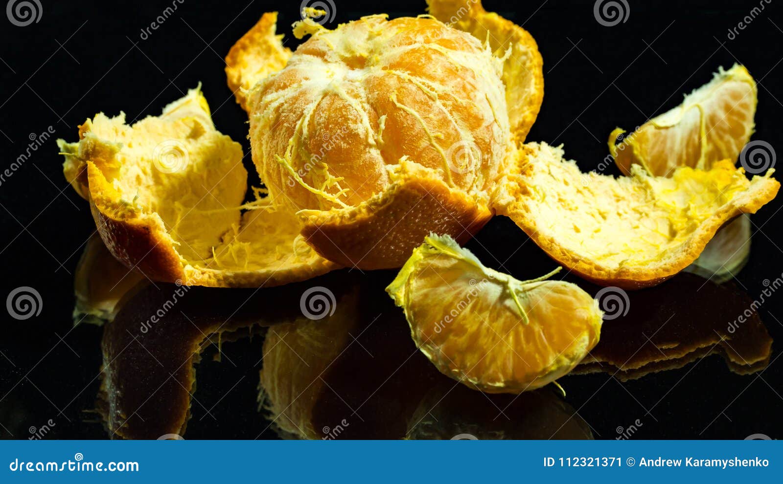 Peeled Mandarin on Black Background Stock Image - Image of seeds, itll ...