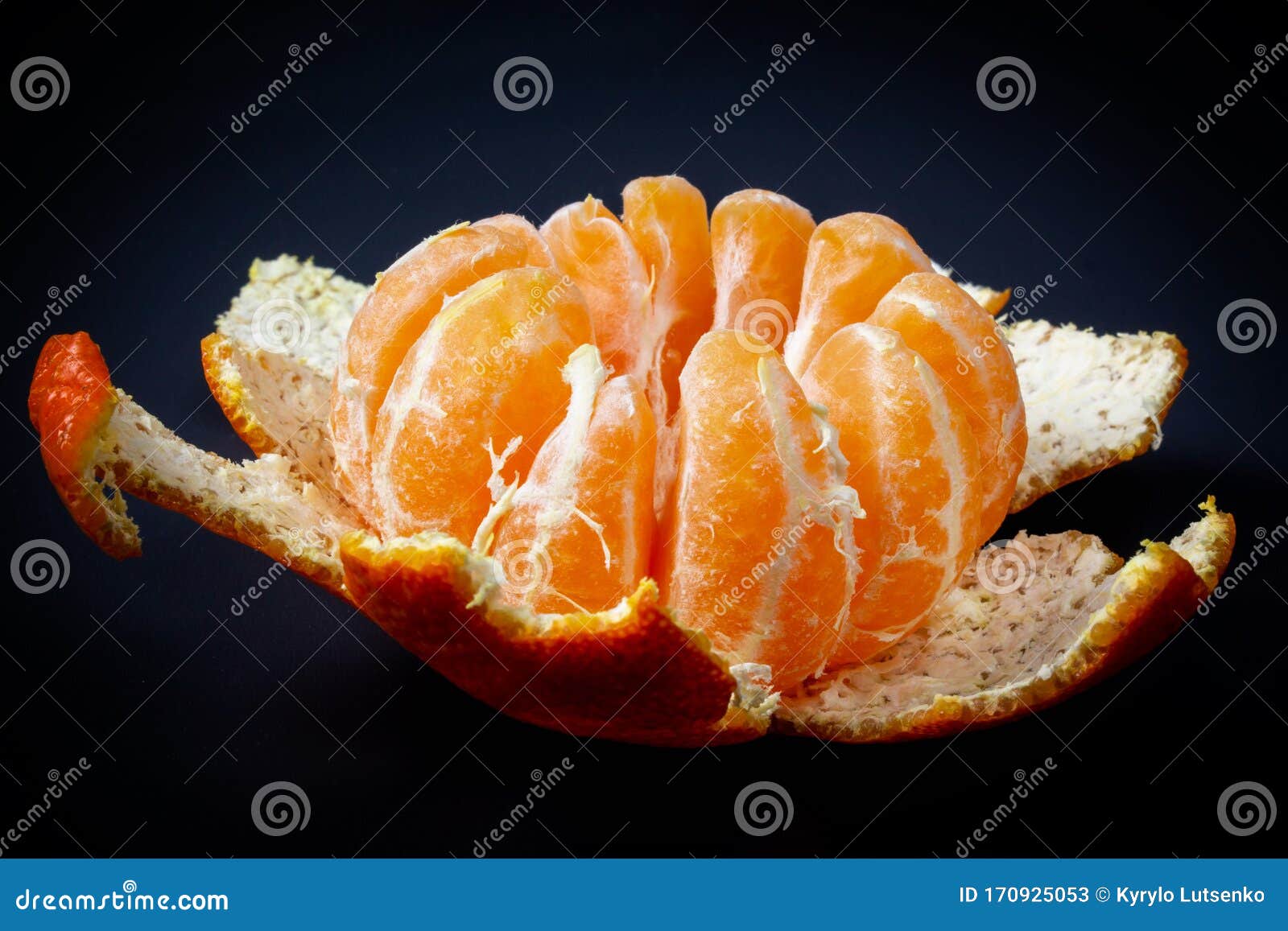 Peeled Mandarin on a Dark Background Stock Image - Image of orange ...