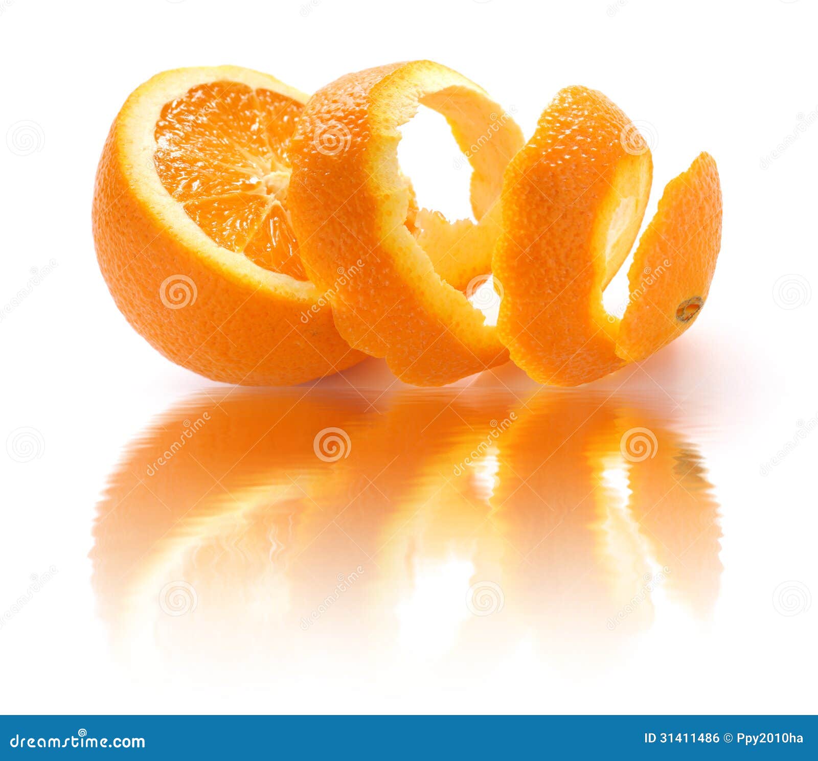 Peeled Orange and Reflection Stock Photo - Image of background, sour ...