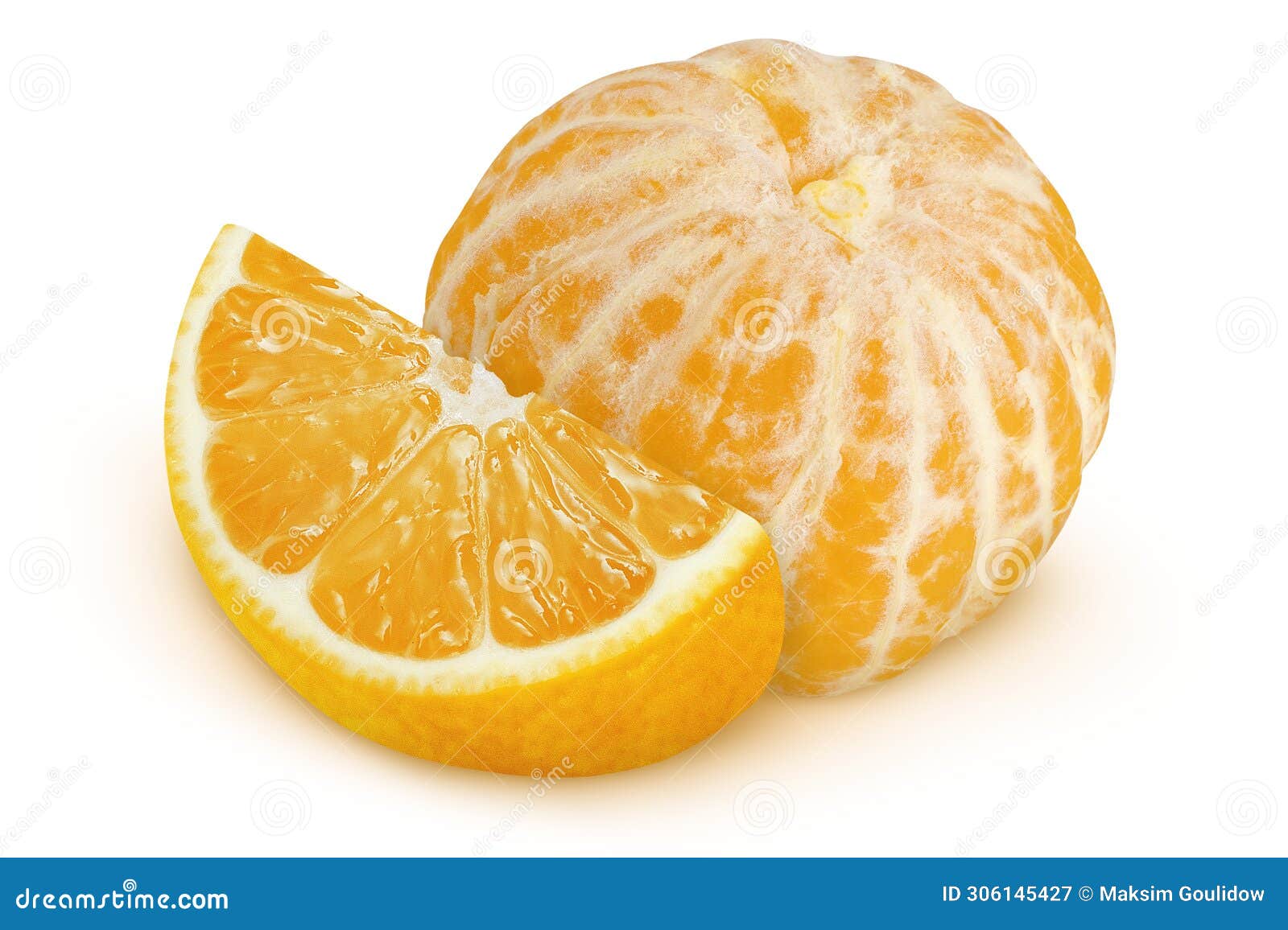 Peeled Orange and Slice on Isolated White Background. Stock Image ...