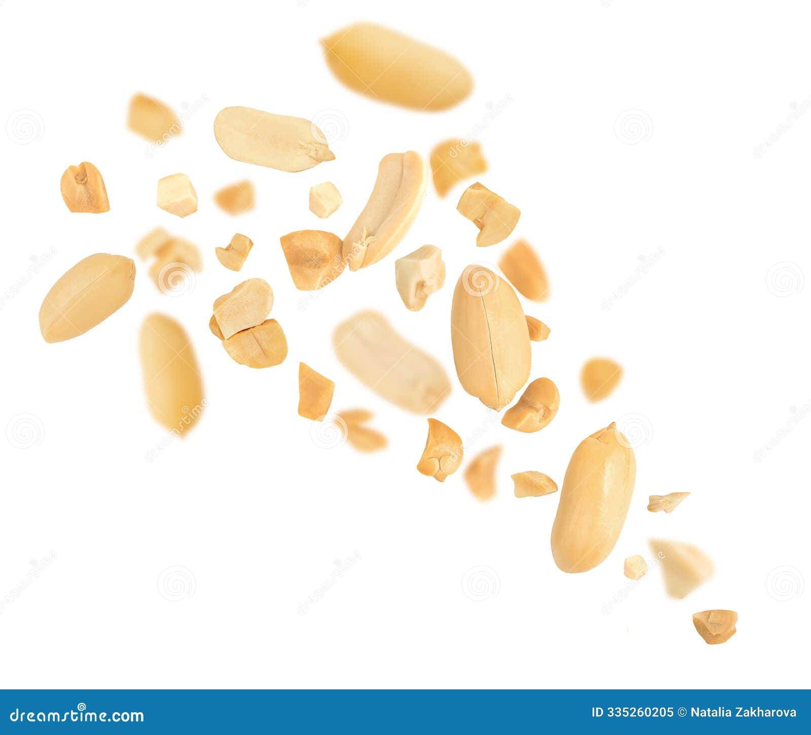 Peeled Peanuts Levitating in Air Isolated. Falling Crushed Peanuts on White. Peanut Explosion ...