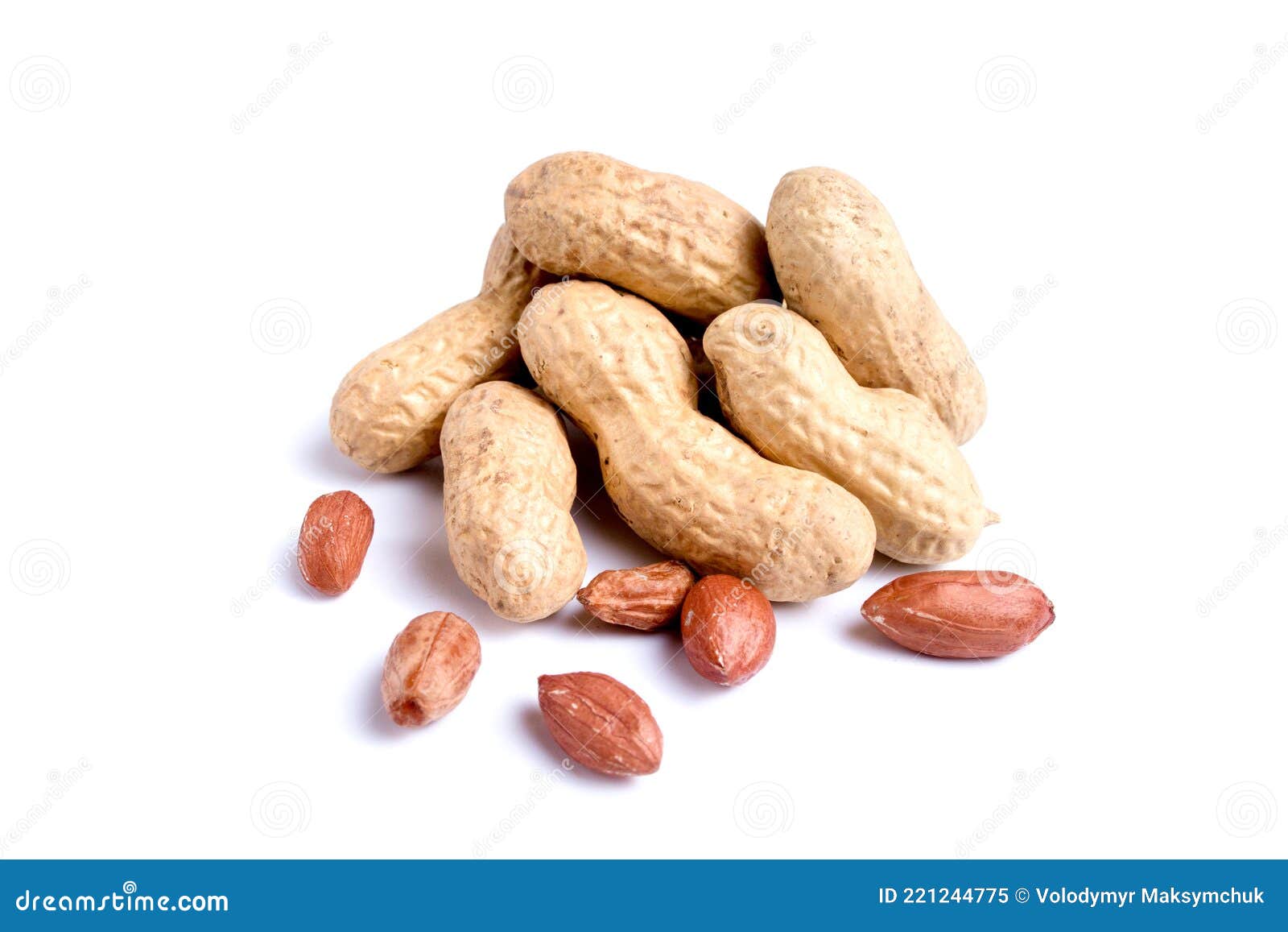 Peeled Peanuts and Peanut Pod Isolated on White Background. Stock Image ...