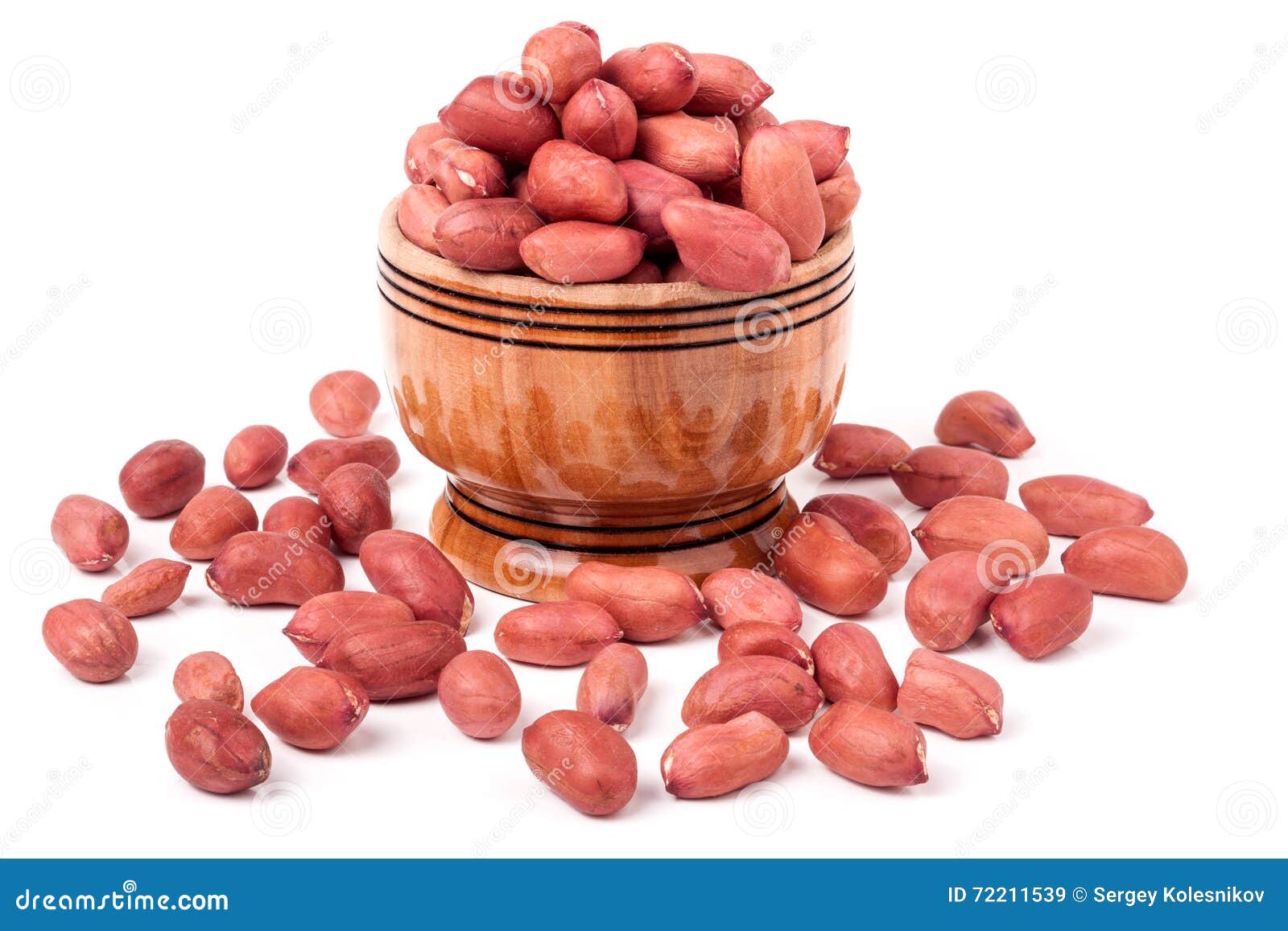 Peeled Peanuts in a Wooden Barrel Isolated on White Background Stock ...