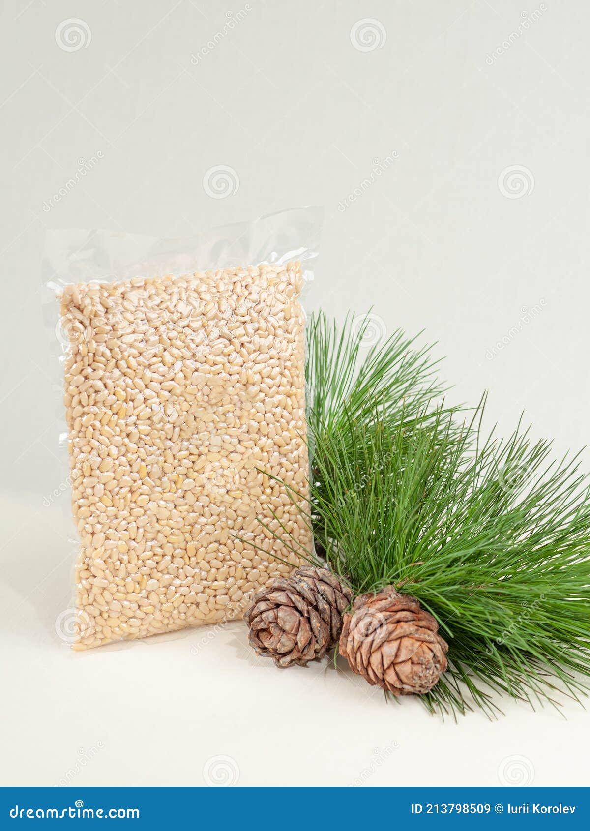 Peeled Pine Nut Kernel. Vacuum Packed. on a White Background Stock ...