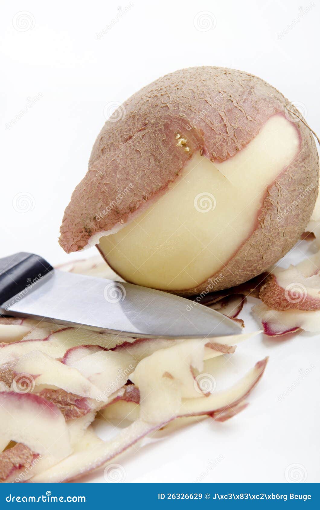 Peeled Potato with a Kitchen Knife Stock Image - Image of spud, pile ...