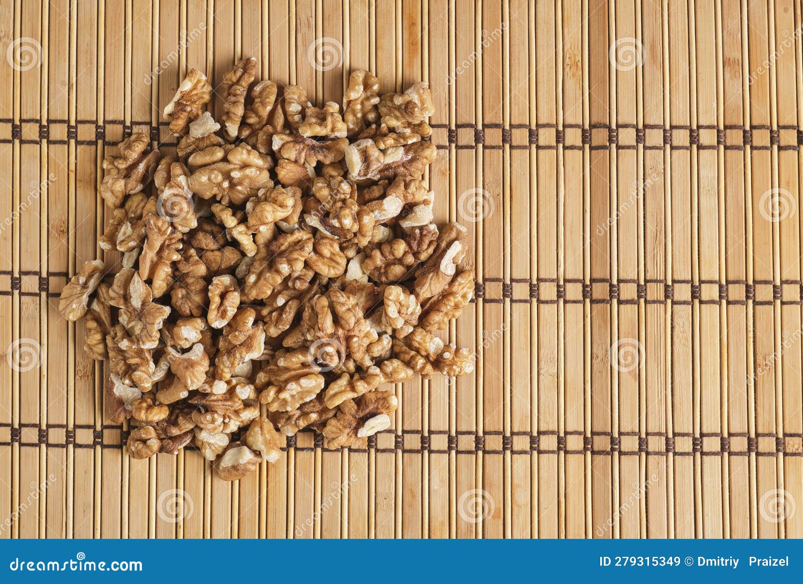 Peeled Walnut is Laid Out Bamboo Substrate Stock Image - Image of ...