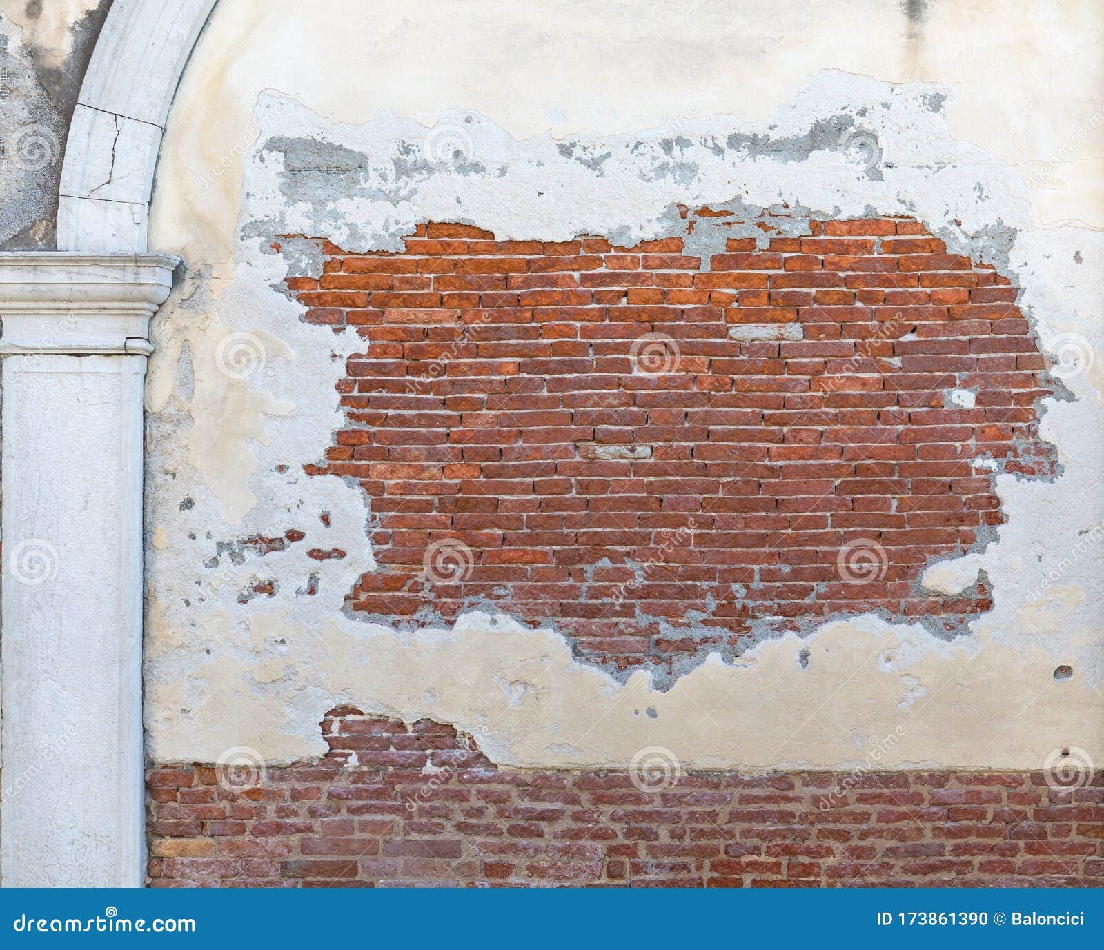 Peeling Off Bricks stock photo. Image of structure, exterior - 173861390
