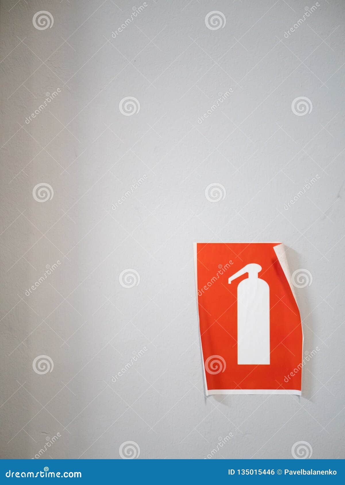 Peeling Off Orange Fire Extinguisher Sign on Wall Stock Photo - Image ...