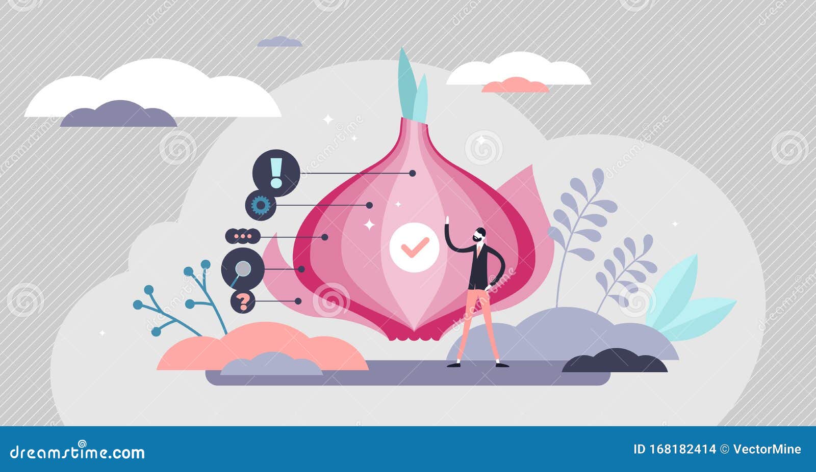 Peeling Onion Vector Illustration. Problem Solving In Tiny Persons ...