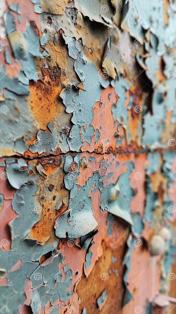 Peeling Paint on Rusty Metal Surface Stock Image - Image of surface ...