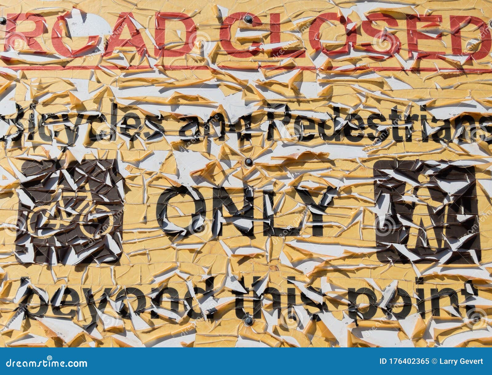 Peeling Paint on a Sign, Road Closed Stock Image - Image of automotive ...