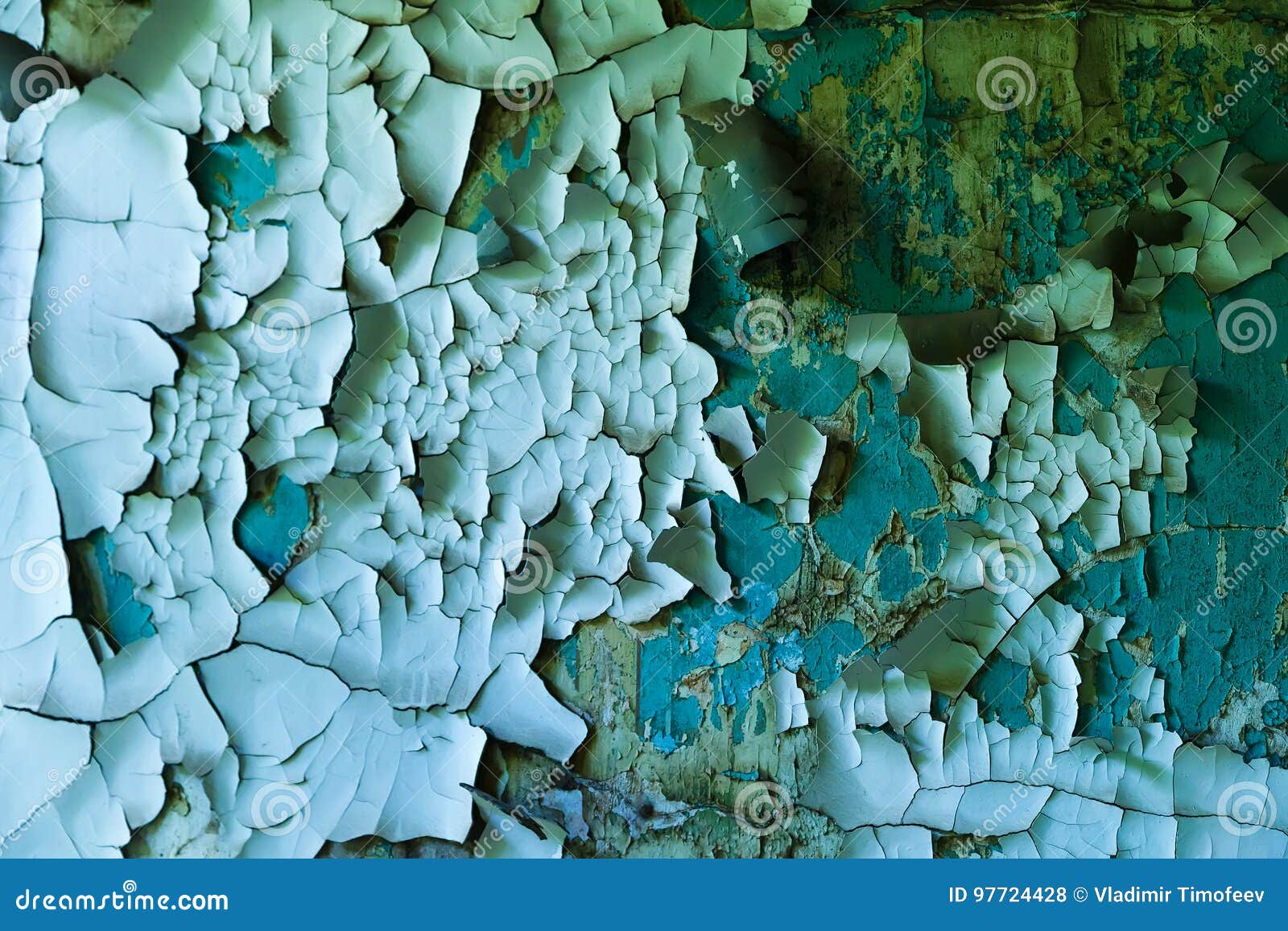 Peeling Paint on Wall Seamless Texture. Pattern of Rustic Blue Grunge ...