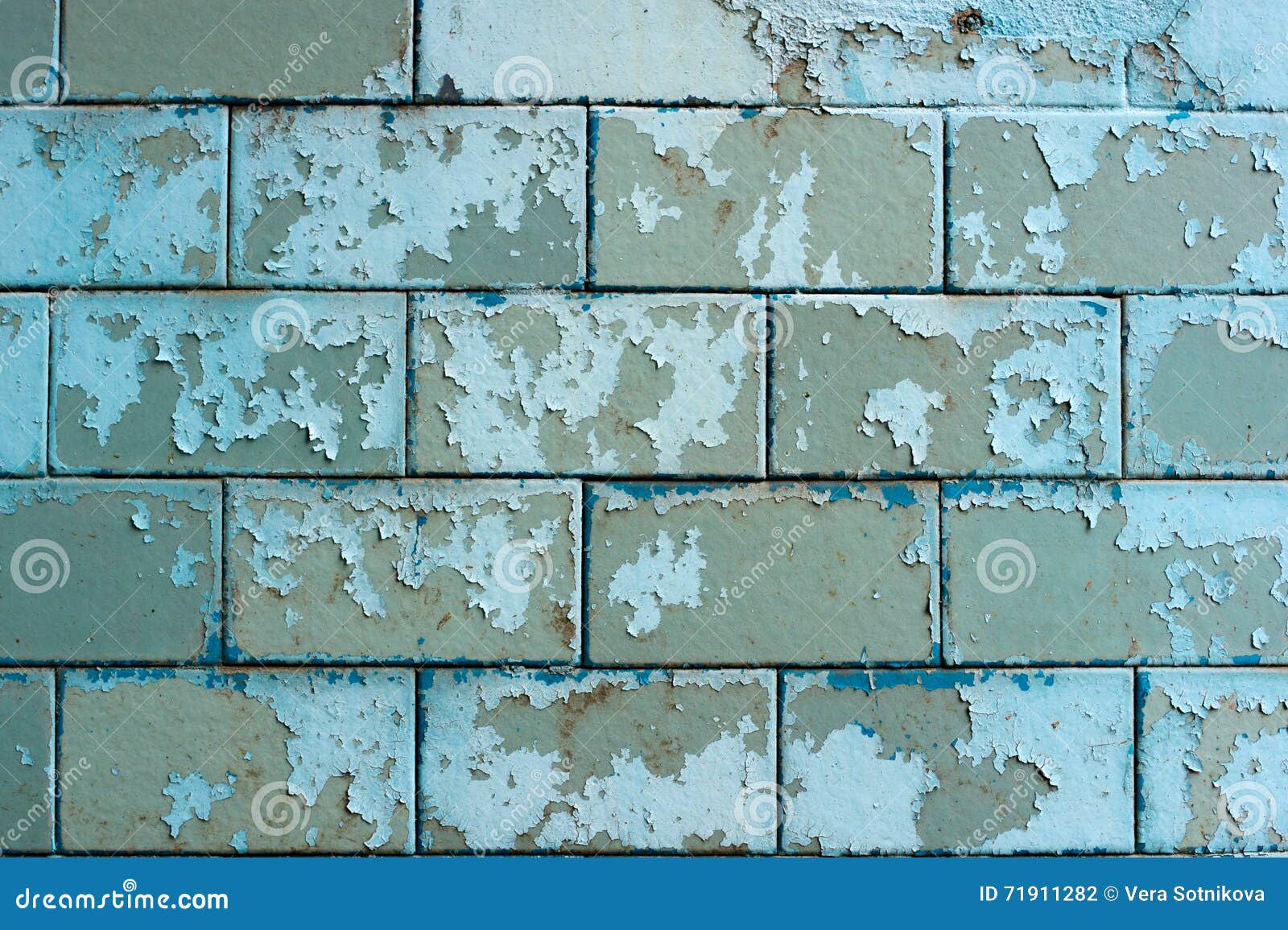 Peeling Painted Blue Tiles on the Plinth Stock Photo - Image of crack ...