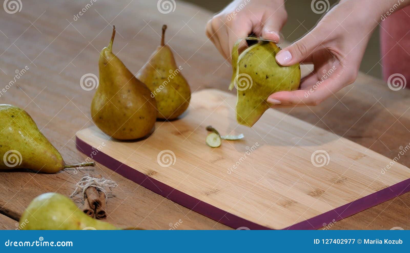 Peeling Pears. Making Chocolate Pear Pie. Stock Video - Video of pear ...