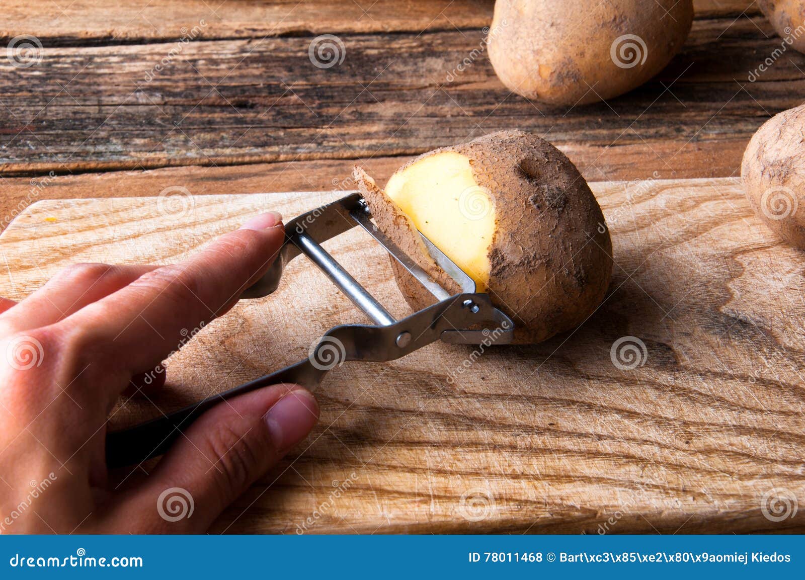 Peeling Potatoes in Old Rustic Kitchen Stock Photo - Image of nature ...