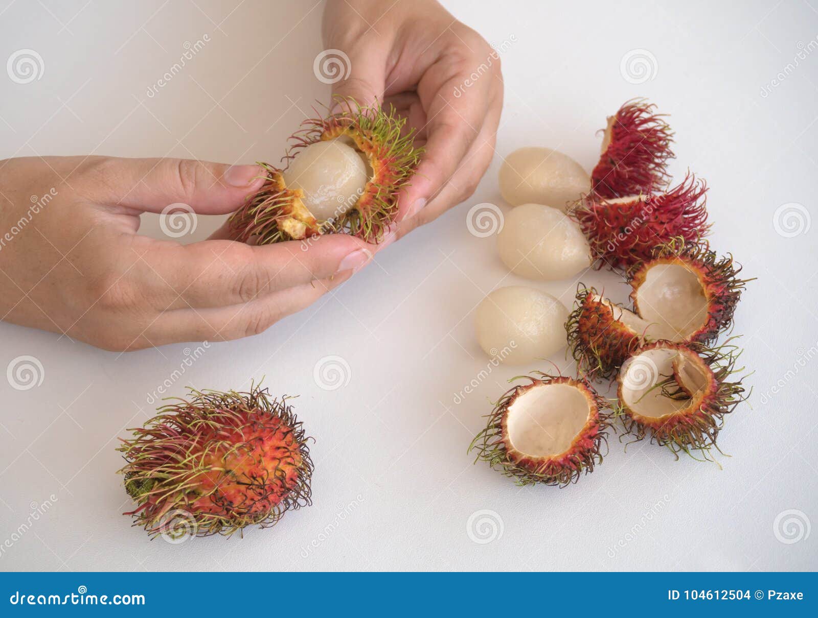 Peeling of Tropical Rambutan Fruit Stock Photo - Image of sweet, peel ...