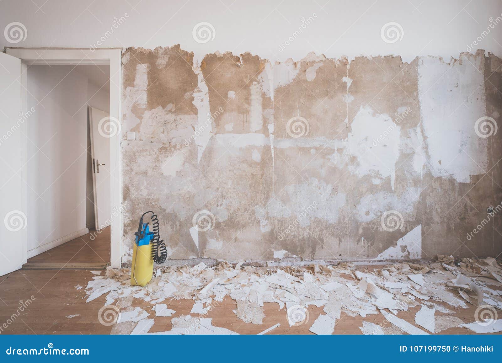 Peeling Wallpaper from Apartment Room Wall Stock Photo - Image of ...