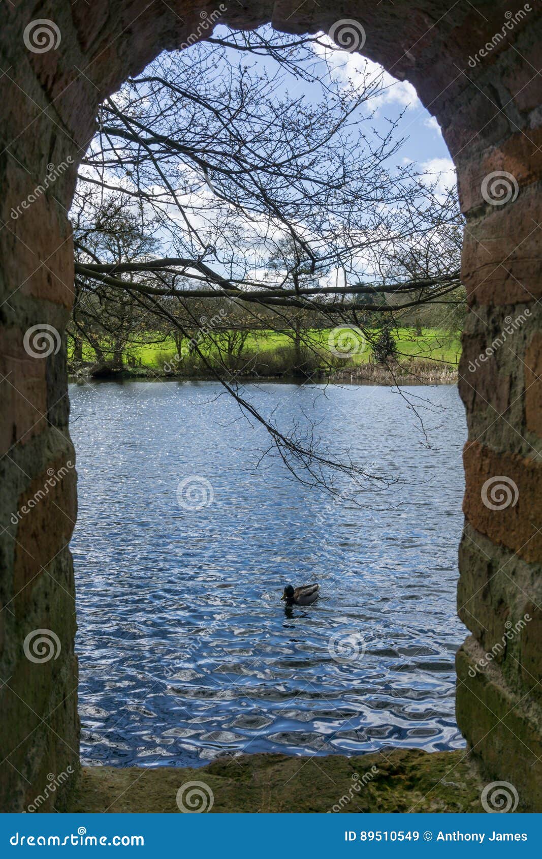 Peeping through a Brick Archway into View of the Countryside Stock ...