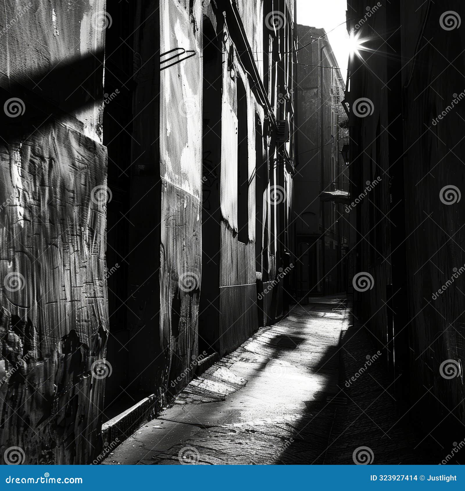 Peeping through the Gaps in the Buildings the Setting Sun Casts Long ...