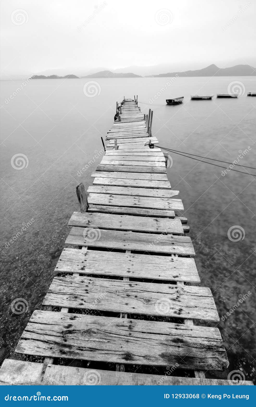 Peer and a boat stock photo. Image of moody, empty, misty - 12933068