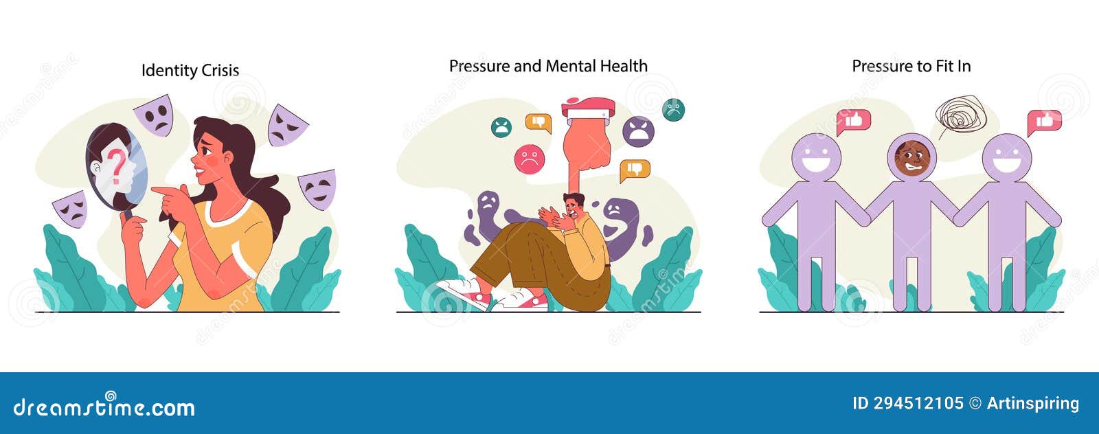 Peer Pressure Concept Set. People of Various Age Groups and Statuses ...