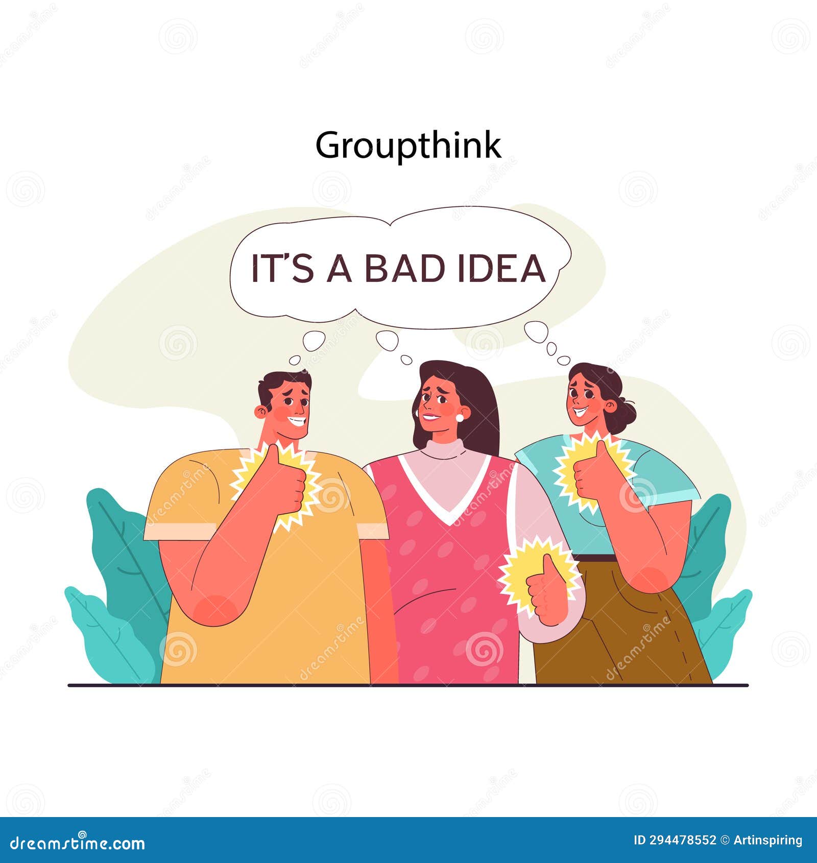 Peer Pressure Concept. Three Individuals Supporting a Questionable ...