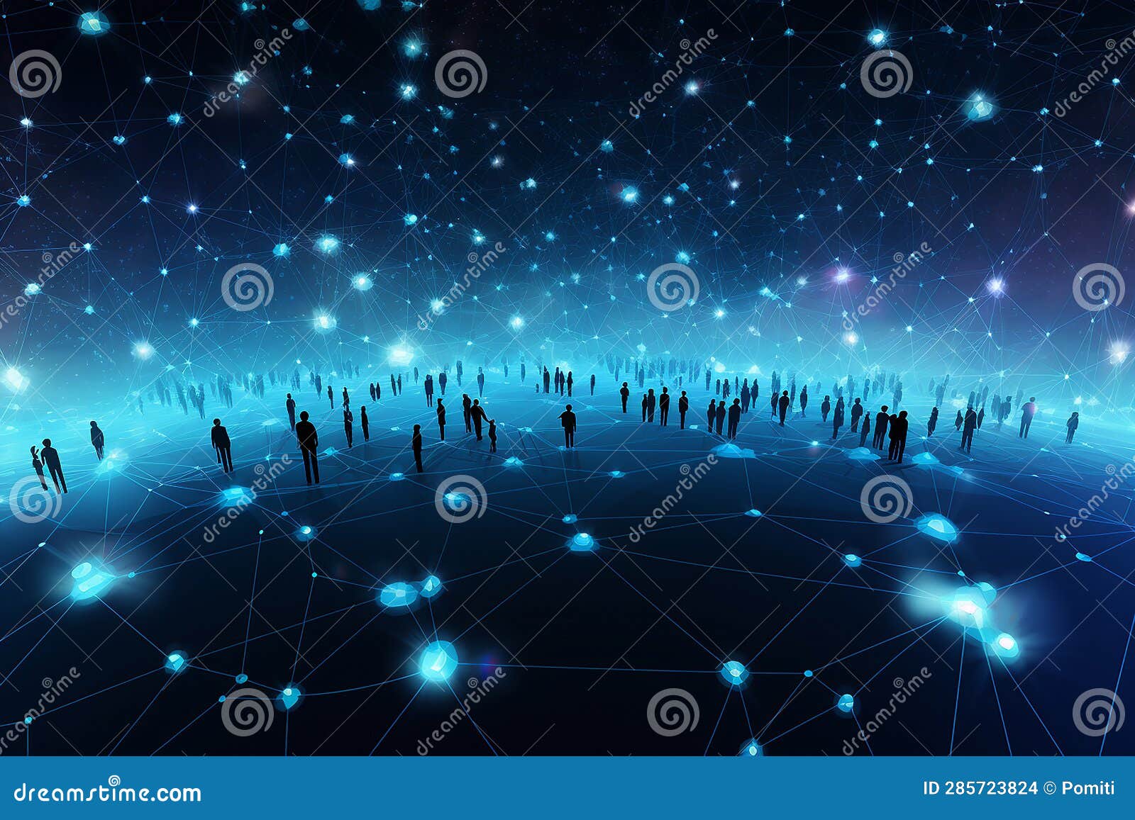 Peer To Peer Network Background in Blue Tones, Generative AI Stock ...