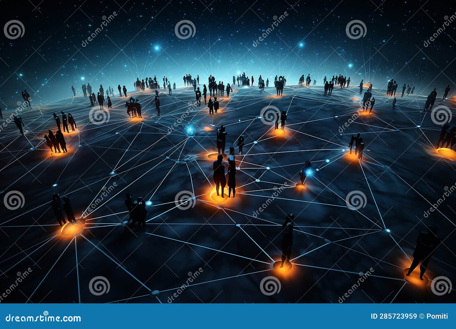 Peer To Peer Network Background In Blue Tones, Generative AI Royalty ...