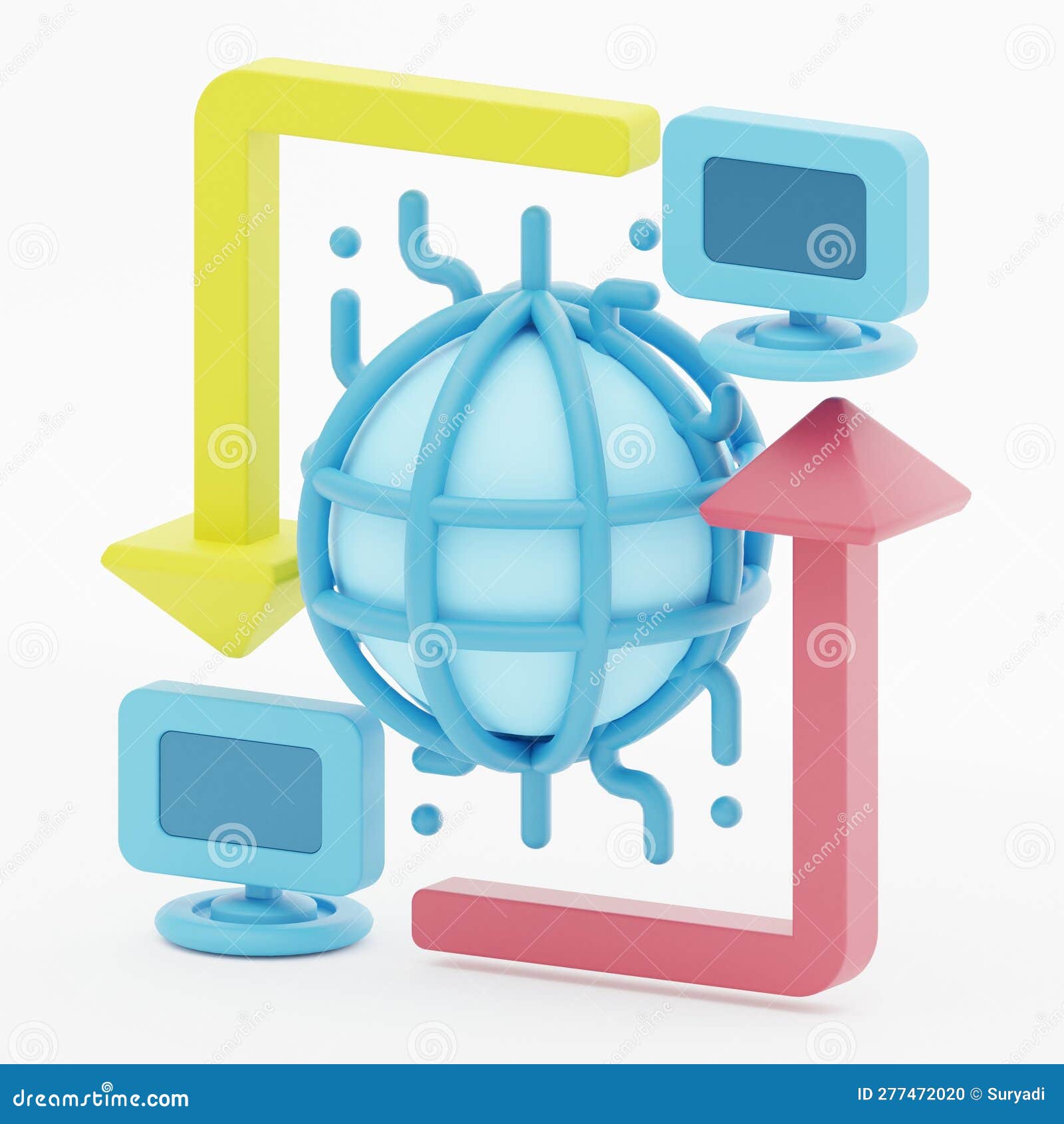 Peer To Peer Network 3d Icon Represented with Interconnected Computers ...