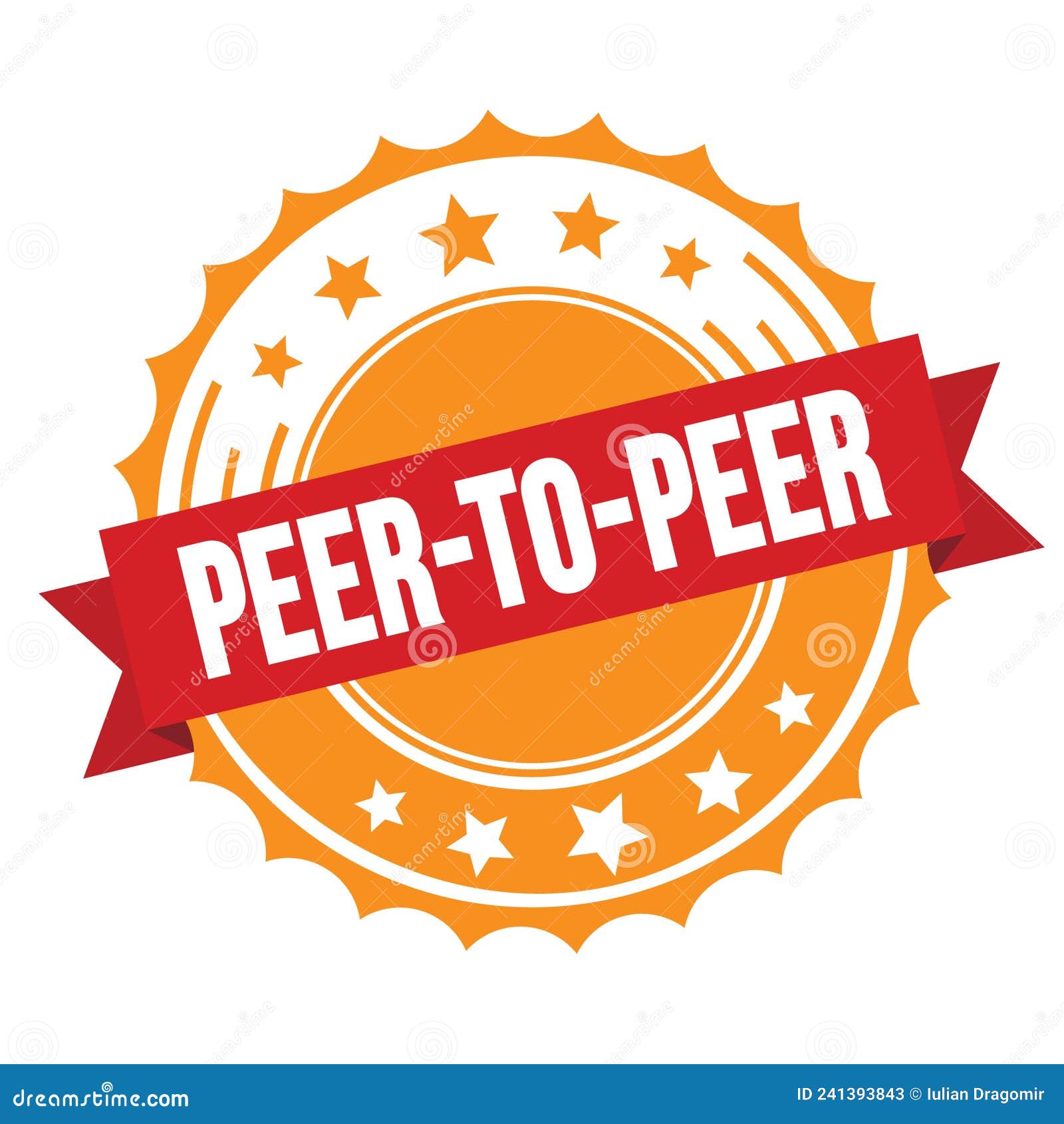PEER-TO-PEER Text on Red Orange Ribbon Stamp Stock Illustration ...