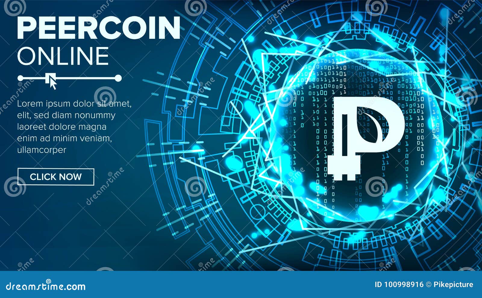 Peercoin Abstract Technology Background Vector. Binary Code. Fintech Blockchain. Cryptography ...