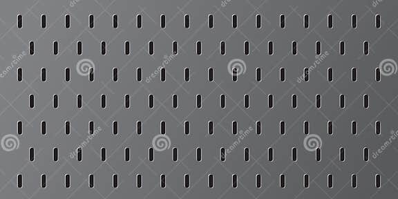 Peg Board with Oval Holes. Rectangle Grey Gradient Peg Board Perforated ...