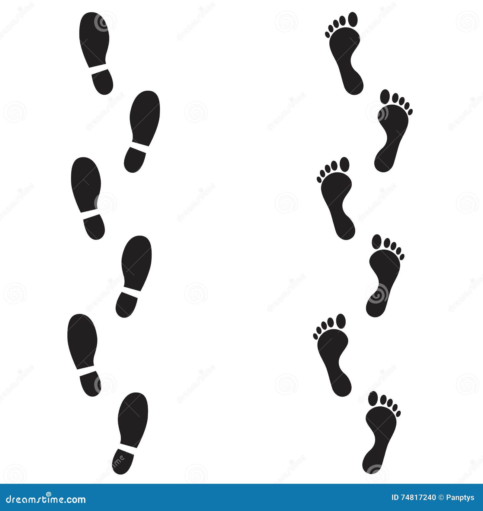 Pegadas Isoladas No Fundo Branco Ilustração do Vetor - Ilustração de ...