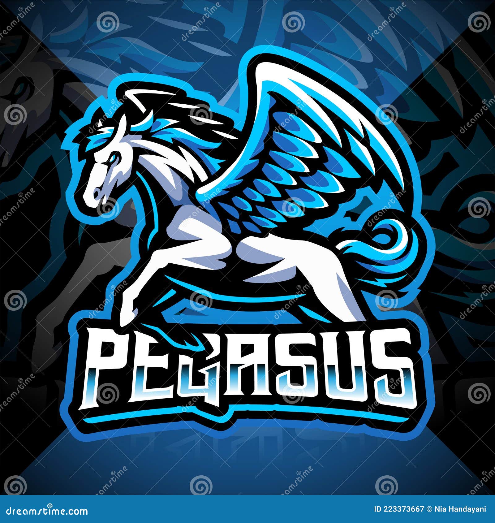 Pegasus Esport Mascot Logo Design Stock Vector - Illustration of legend ...