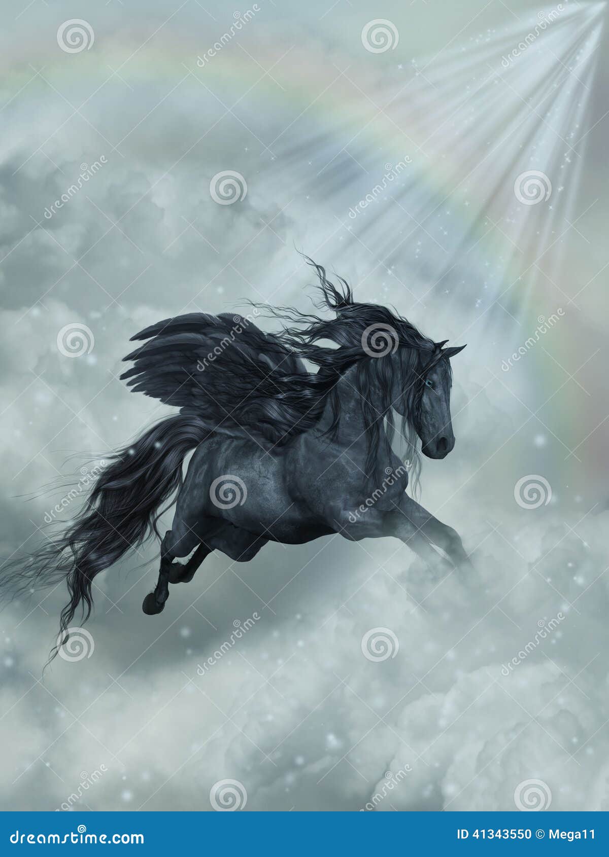 Pegasus Digital Art Illustration Isolated On White Background ...