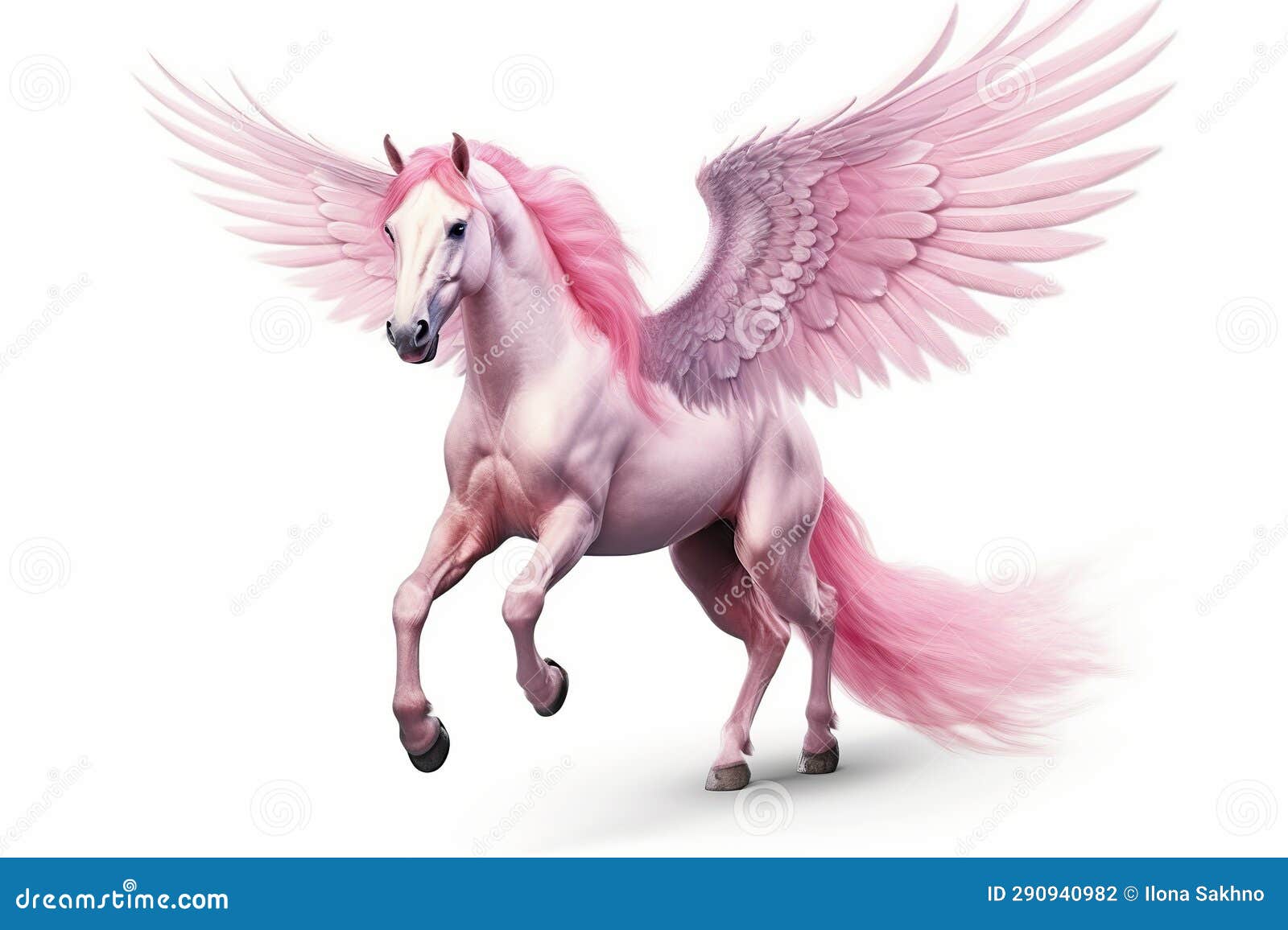 Pegasus. Flying Horse with Pink Wings on a White Background Stock ...
