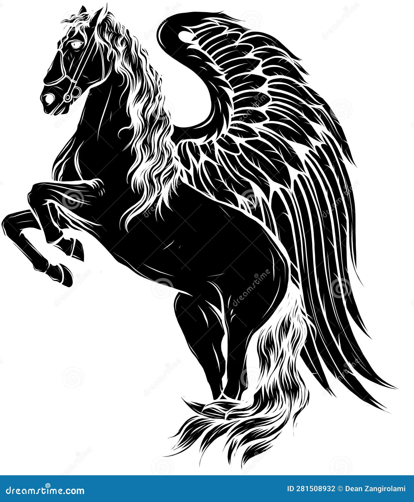 Black Pegasus Drawing Black Silhouette Of Pegasus Vector Illustration