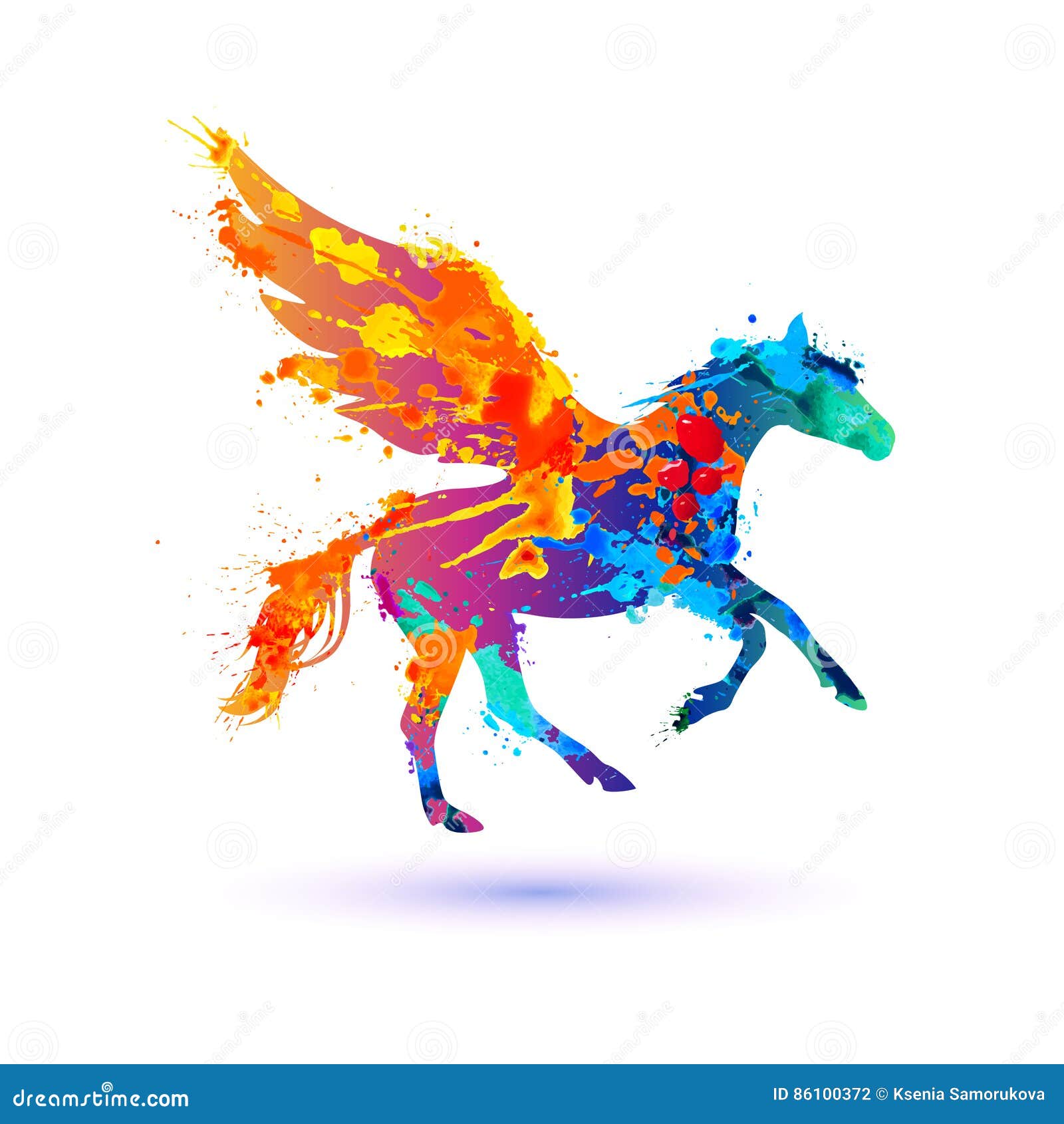 Pegasus Vector Symbol. Watercolor Splash Paint Stock Vector ...