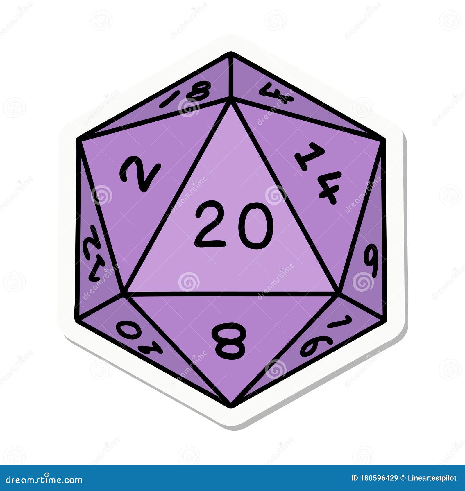 Pegatina Natural De 20 D20 Dados Ilustración del Vector - Ilustración ...