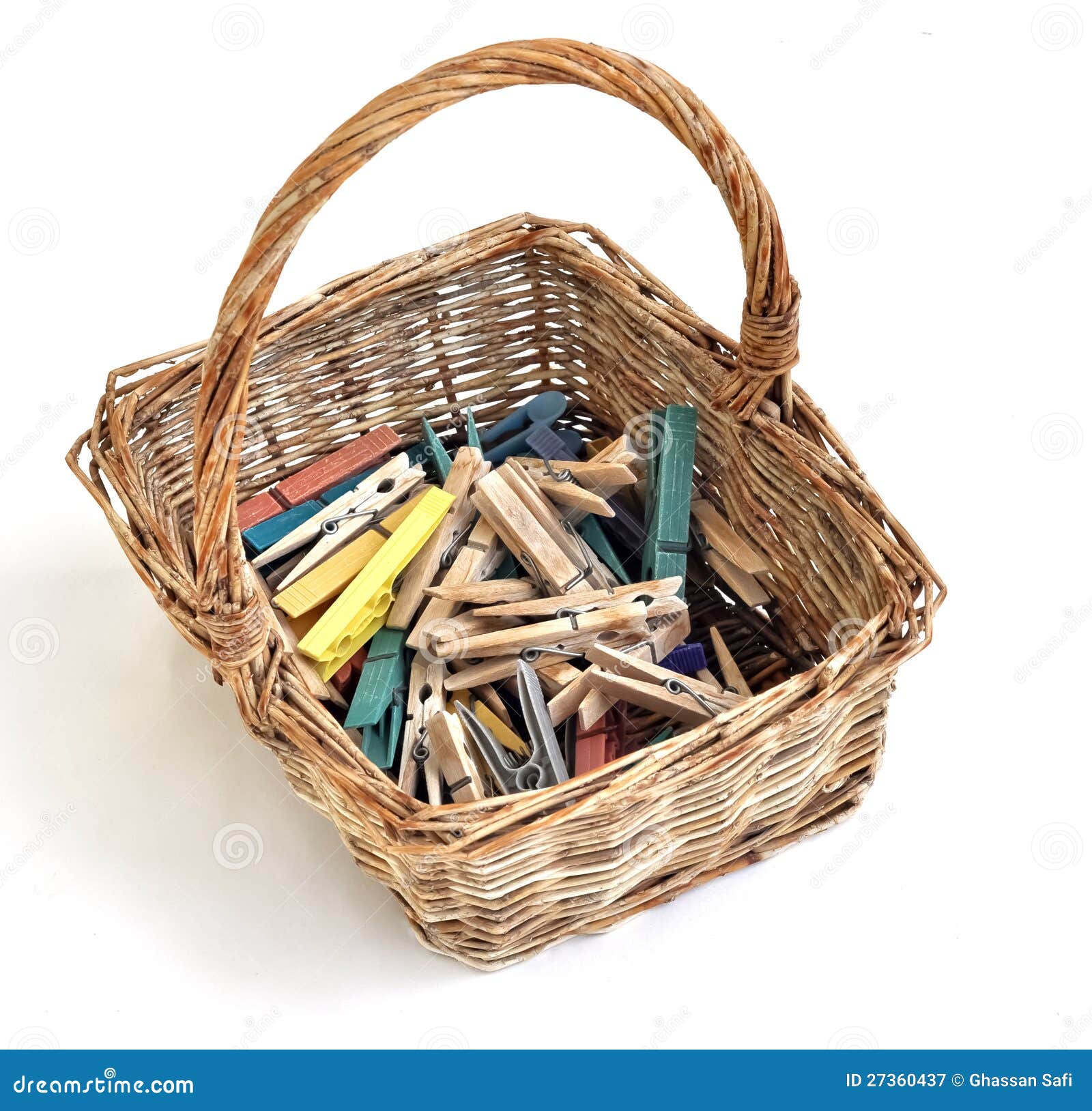 Pegs in a basket stock image. Image of colourful, colours - 27360437