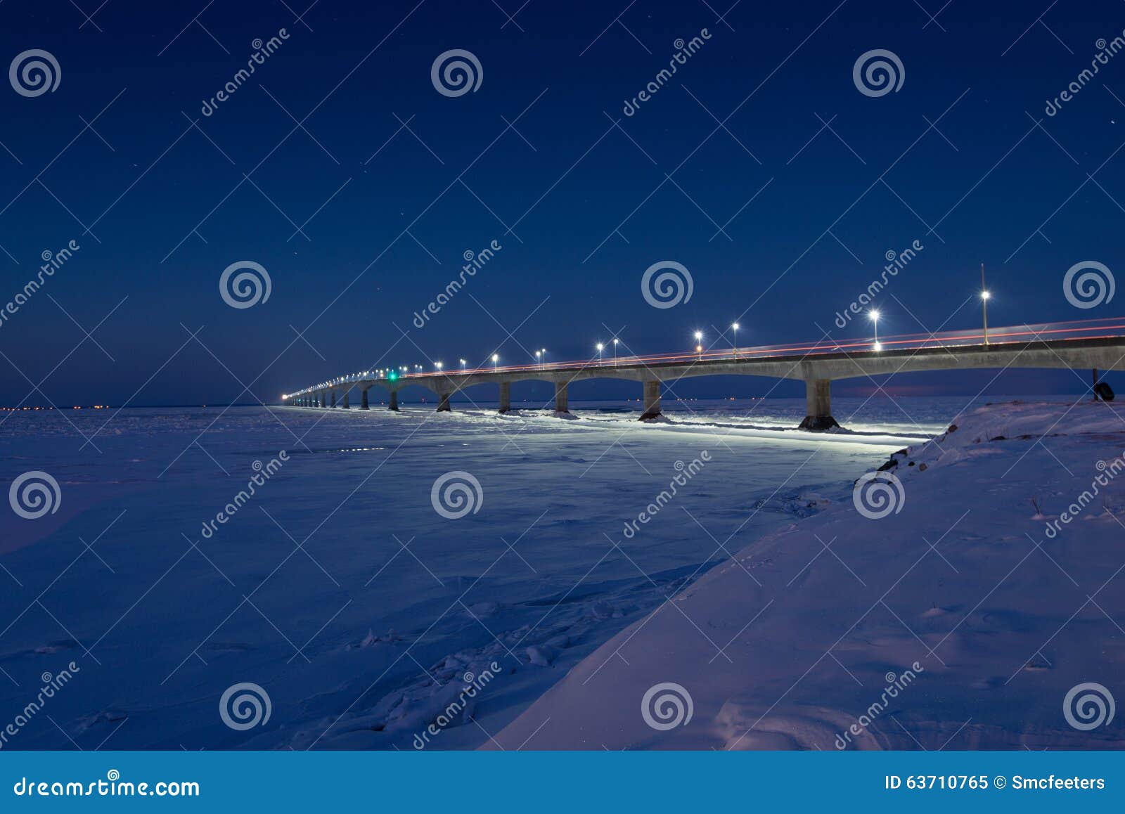 PEI Confederation Bridge at Night Stock Image - Image of traffic ...
