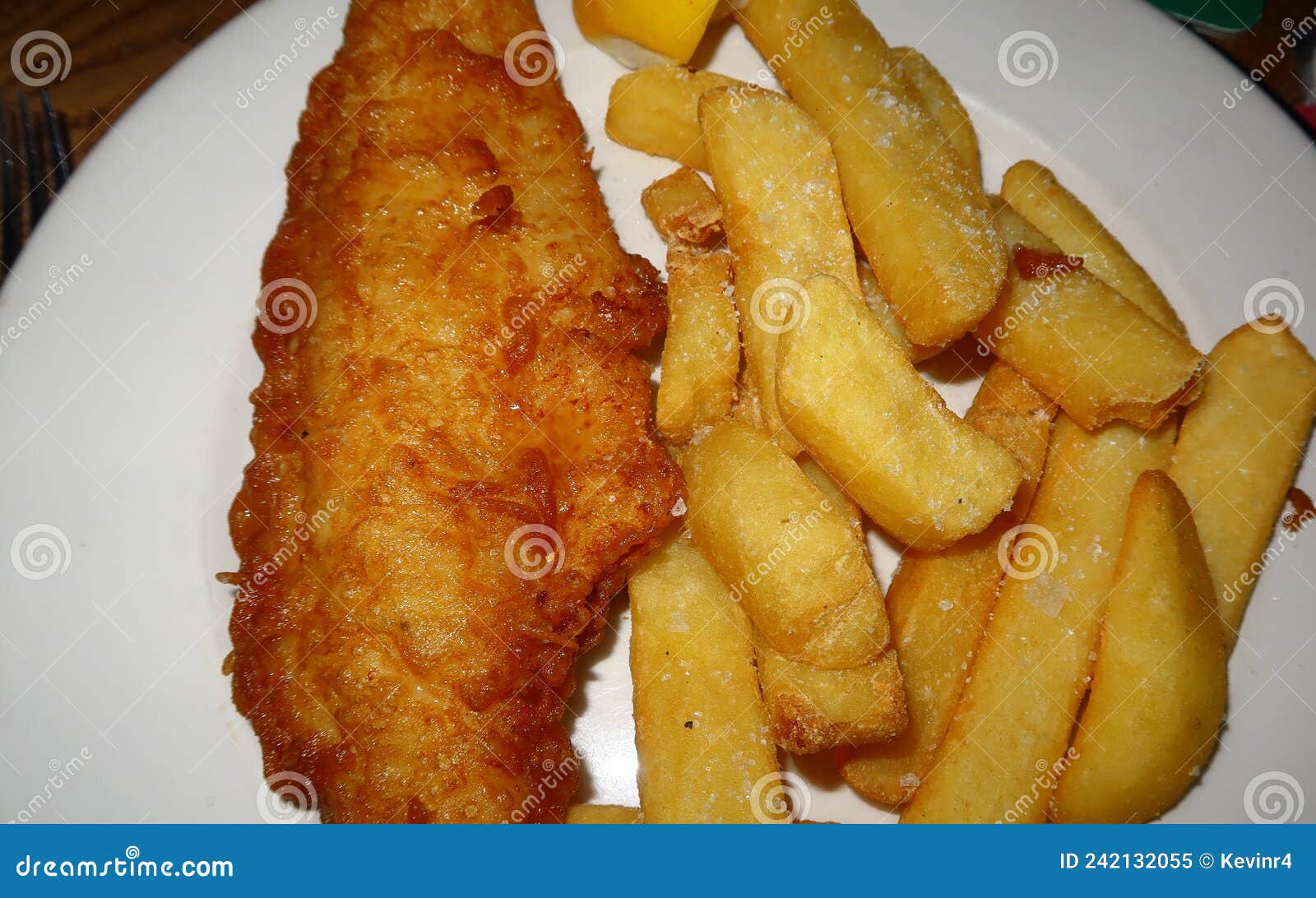 A Piece of Fish and Chunky Chips Stock Image - Image of cooked, batter ...